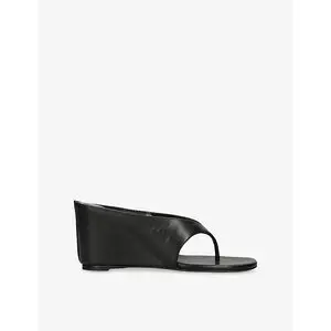 JUDE Yaga Leather Wedge Sandals - Black
