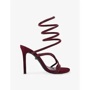 Kurt Geiger Knot Spiral Heeled Woven Sandals - Wine