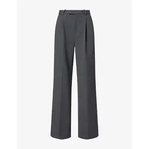 SELF-PORTRAIT Pleated Tailored Wool-blend Trousers - Grey