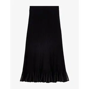 Maje Pleated Peplum-hem Knitted Midi Skirt - Black