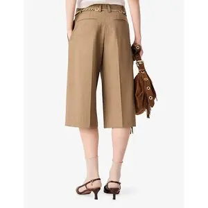 Maje Tailored High-rise Stretch Wool-blend Bermuda Shorts