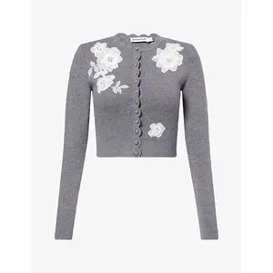 SELF-PORTRAIT Lace Flower Wool-blend Cardigan