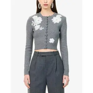 SELF-PORTRAIT Lace Flower Wool-blend Cardigan
