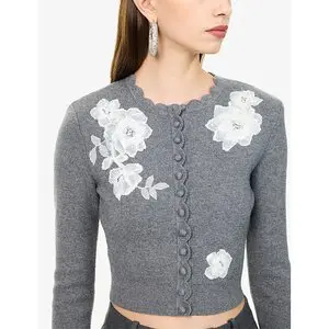 SELF-PORTRAIT Lace Flower Wool-blend Cardigan