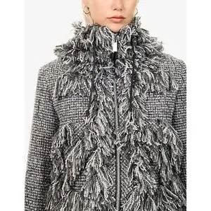 Sacai Tassel-trim Hooded Tweed Jacket
