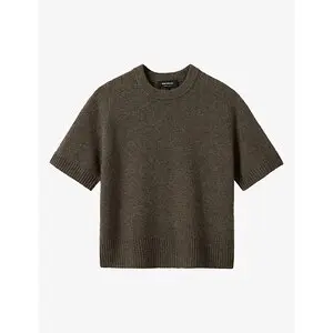 Whistles Crewneck Short-sleeve Wool T-shirt - Neutral