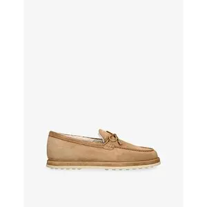 TOD'S Gomma Shearling-lined Suede Loafers - Camel
