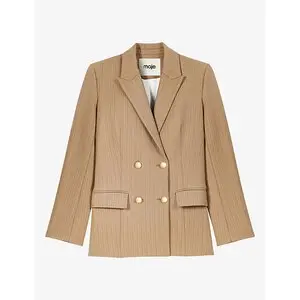 Maje Tailored Double-breasted Stretch Wool-blend Blazer