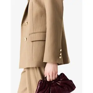 Maje Tailored Double-breasted Stretch Wool-blend Blazer