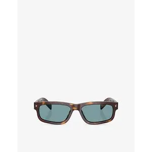 Prada Pr B11sf Rectangle-frame Tortoiseshell Acetate Sunglasses - Brown