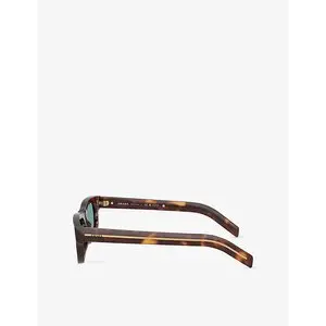 Prada Pr B11sf Rectangle-frame Tortoiseshell Acetate Sunglasses