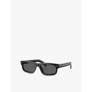 Prada Pr B11s Rectangle-shape Acetate Sunglasses - Black