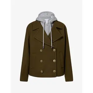 Veronica Beard Franklin Layered-hood Wool-blend Coat - Cypress