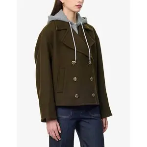 Veronica Beard Franklin Layered-hood Wool-blend Coat