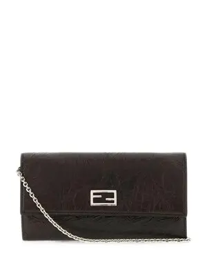 Fendi Continental With Chain Tube In Cracked Leather