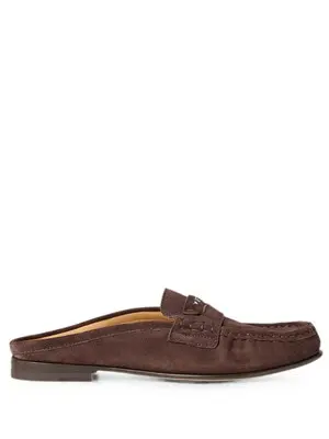 Fendi Scrunch Suede Mules - Brown