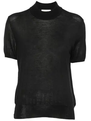 ZANONE Half-sleeve Turtleneck In Cashmere Blend - Black