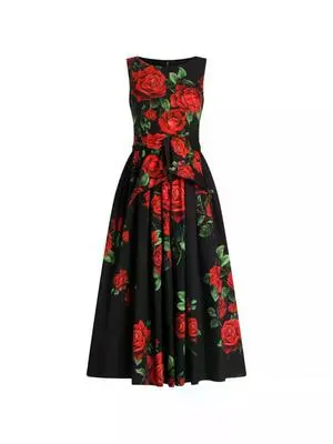 Dolce & Gabbana Rose-print Poplin Midi Dress