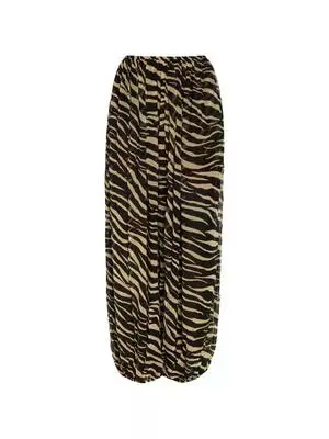 Ronny Kobo Zebra-print Pleated Palazzo Pants - Black