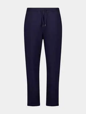 Brunello Cucinelli Navy Casual Fit Cotton Pants - Blue