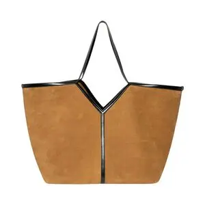 Saint Laurent Slim Tote In Suede Leather - Brown
