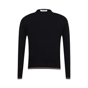 Thom Browne Ribbed Merino Wool Crewneck Pullover With Rwb Stripe