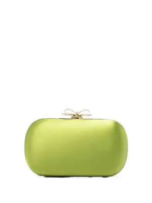SELF-PORTRAIT Embellished Satin Clutch - Green