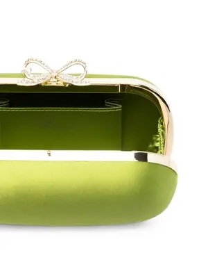 SELF-PORTRAIT Embellished Satin Clutch - Green