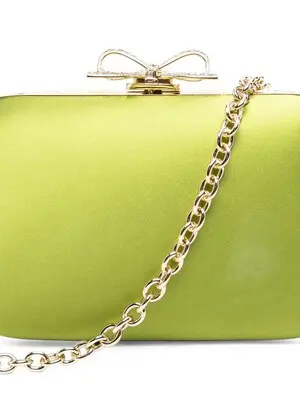 SELF-PORTRAIT Embellished Satin Clutch - Green