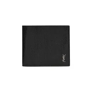 Saint Laurent Tiny Cassandre East/west Wallet In Grained Leather 'nero - Black