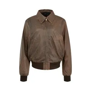 R13 Boyfriend Leather Bomber Jacket