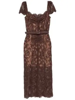 SELF-PORTRAIT Lace Belted Maxi Dress