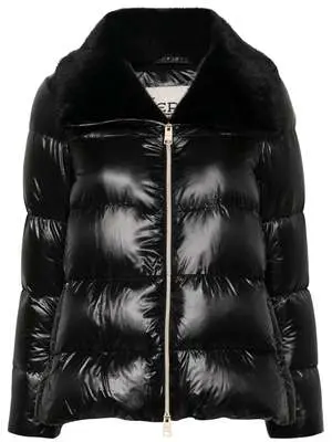 Herno Quilted Down Coat With Fur Trim - Black