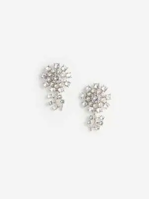 SELF-PORTRAIT Crystal Embellished Drop Earrings - Argento