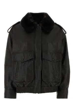 Loulou De Saison Russo Calfskin Leather Jacket With Fur Collar