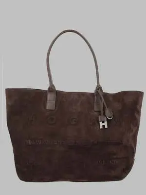 Hogan Suede Tote Bag With Embossed Logo Charm