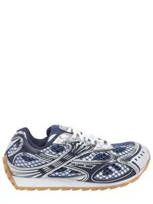 Bottega Veneta Lace-up Sneakers With Rounded Toe And Logo Padded Tongue - Blu