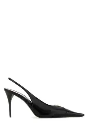 Saint Laurent Leather Babylone 90 Slingback Pumps - Black