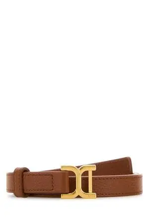 Chloé Leather Logo Buckle Belt - Tan