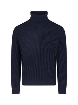 ZANONE Ribbed Turtleneck Sweater - Blue