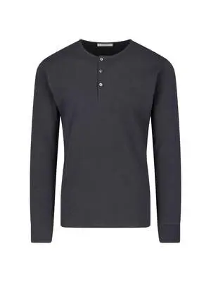 LEMAIRE Ribbed Henley Long Sleeve Shirt