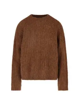 UMA WANG Fuzzy Crewneck Sweater - Brown