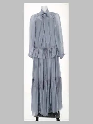 Chloé Sheer Silk Tie-neck Tiered Maxi Dress