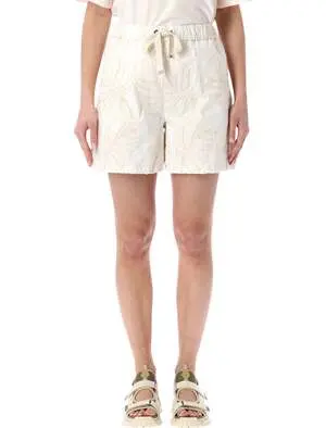 Moncler Embroidered Floral Drawstring Shorts