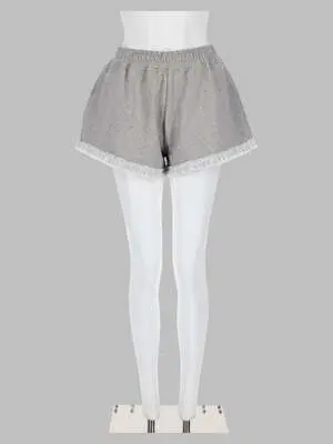 GANNI Organic Cotton Lace-trim Shorts - Grey