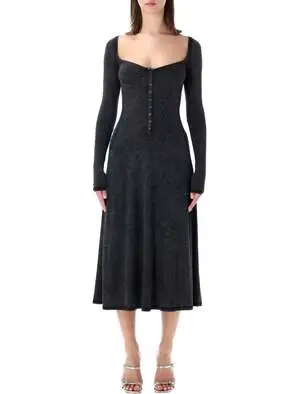 DIESEL® Ribbed Knit Button-front Midi Dress