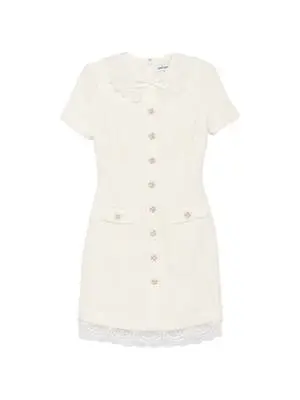 SELF-PORTRAIT Textured Lace Collar Mini Dress - White