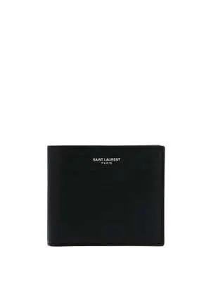 Saint Laurent Compact Leather Wallet Pfu 128y - Nero