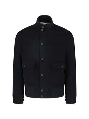 LARDINI Wool-cashmere Button-front Utility Jacket