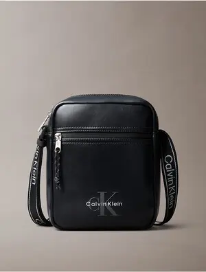 Calvin Klein Bold Monologo Webbing Strap Reporter Bag - Black